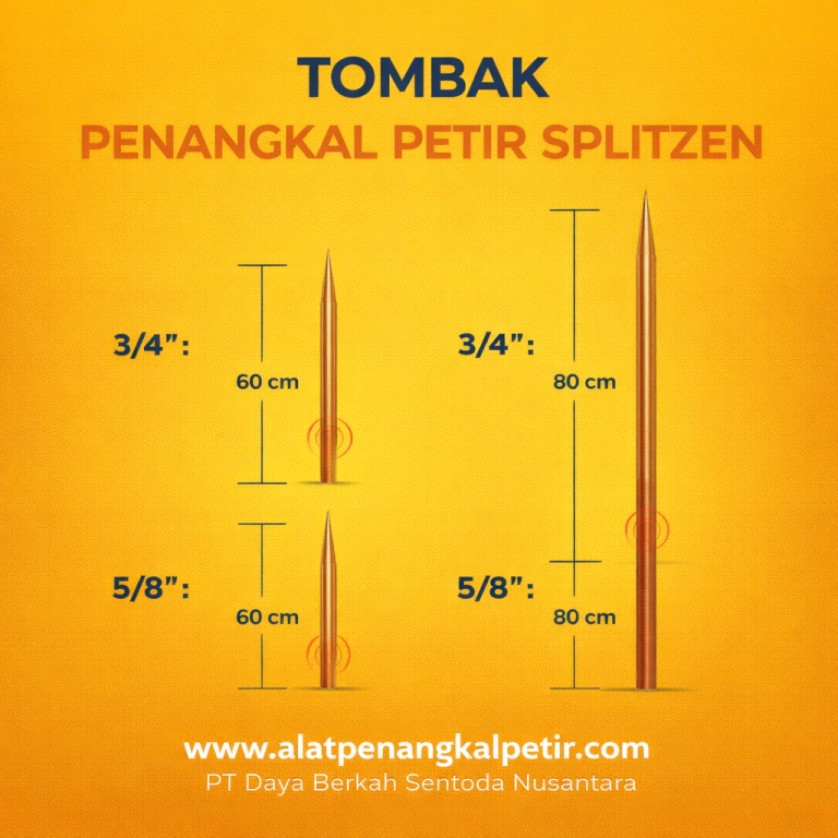 Tombak Penangkal Petir Splitzen Ukuran 1/2 inch Panjang 50 cm | Alat ...